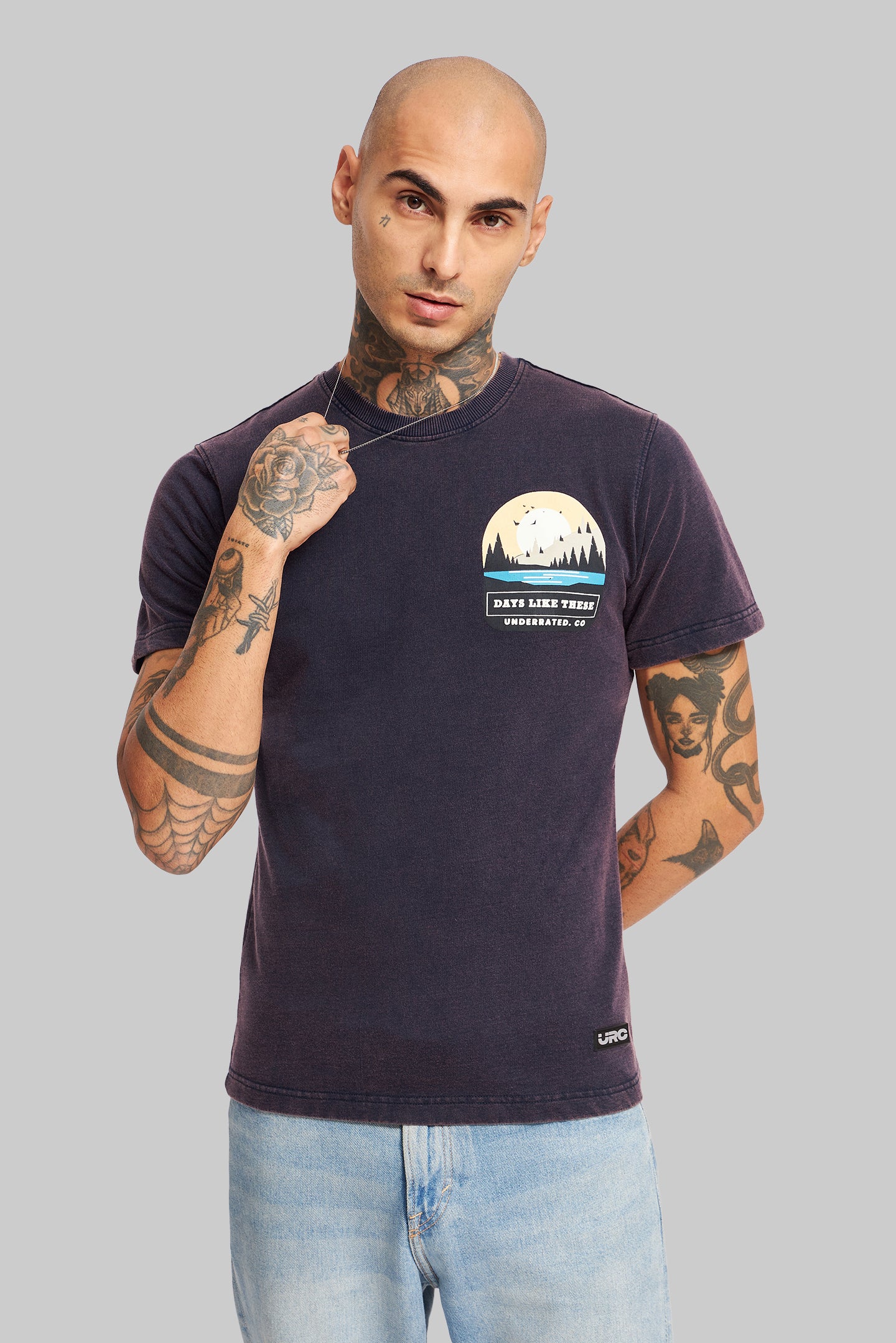 Navy Blue Acid Washed Tee