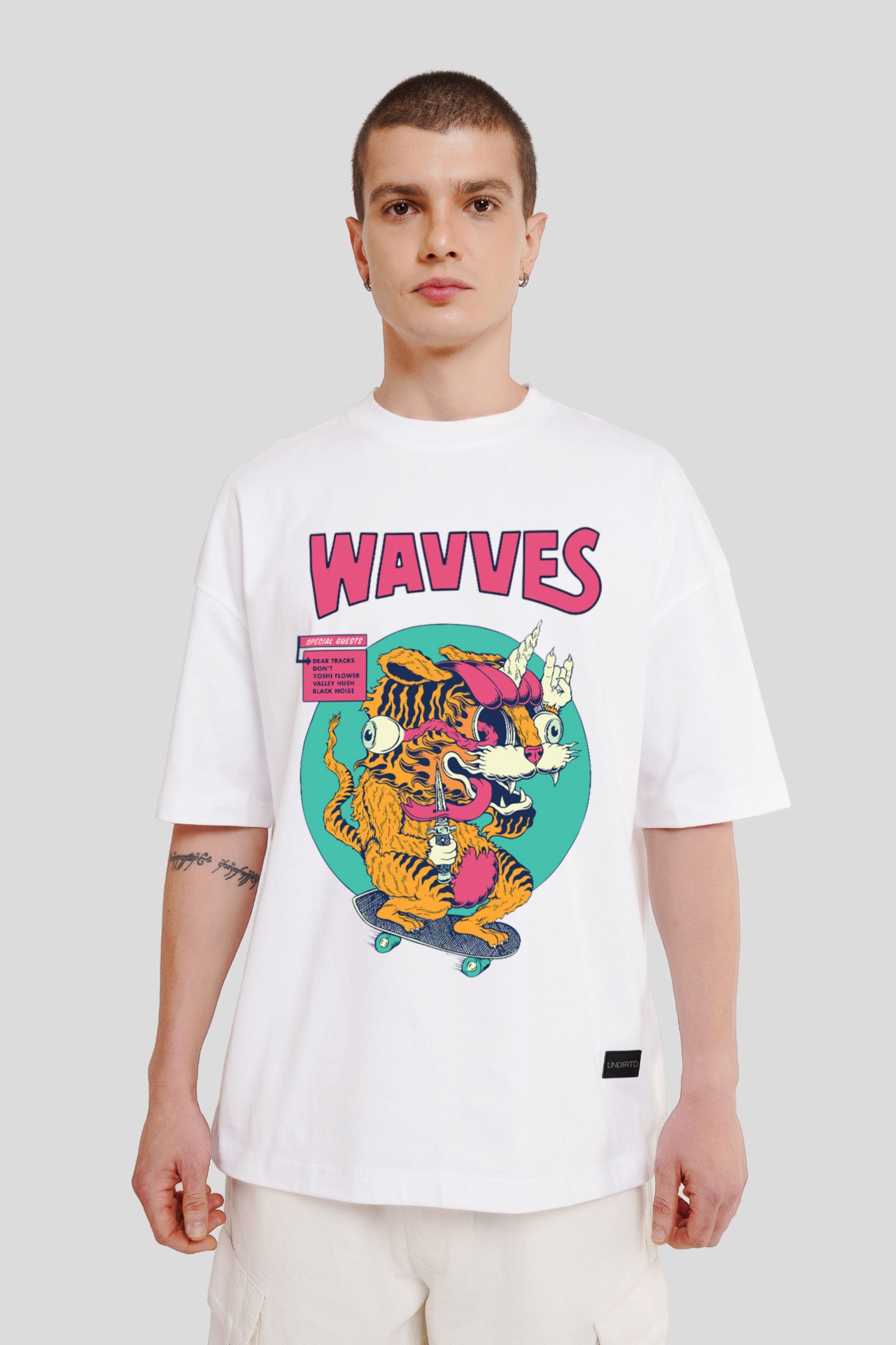 Shop Wavves White Printed T-Shirt Men Baggy Fit Online